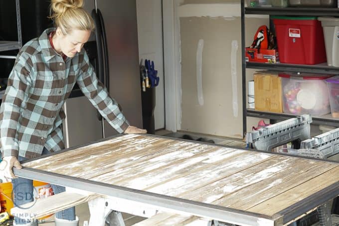 DIY Industrial Work Table with Barn Wood | Simply Designing with Ashley