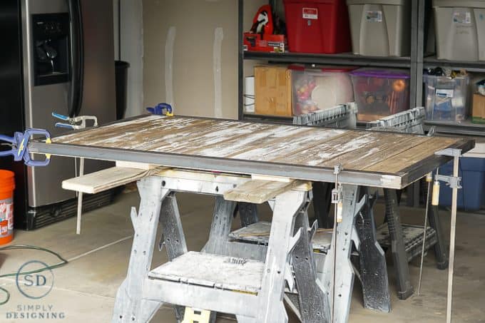 DIY Industrial Work Table with Barn Wood | Simply Designing with Ashley