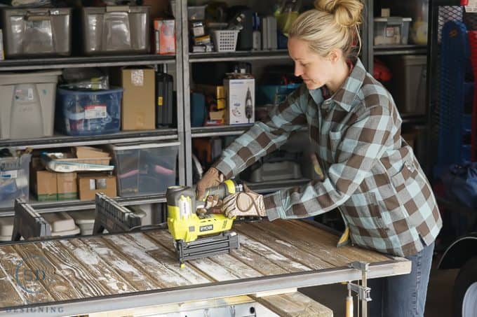 DIY Industrial Work Table with Barn Wood | Simply Designing with Ashley