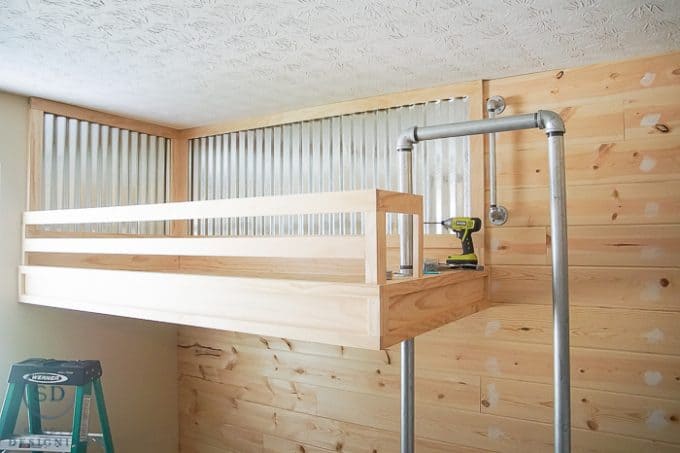 Industrial Loft Bed with Rock Wall and Fireman's Pole | Simply ...