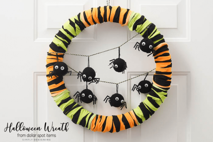 Easy Halloween Wreath made with Dollar Spot Items