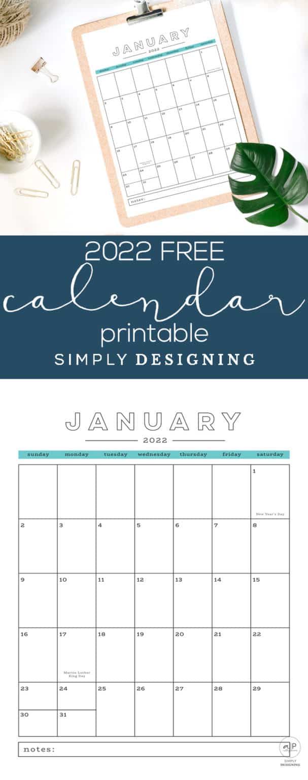 Free Printable Calendar 2022 | Simply Designing with Ashley